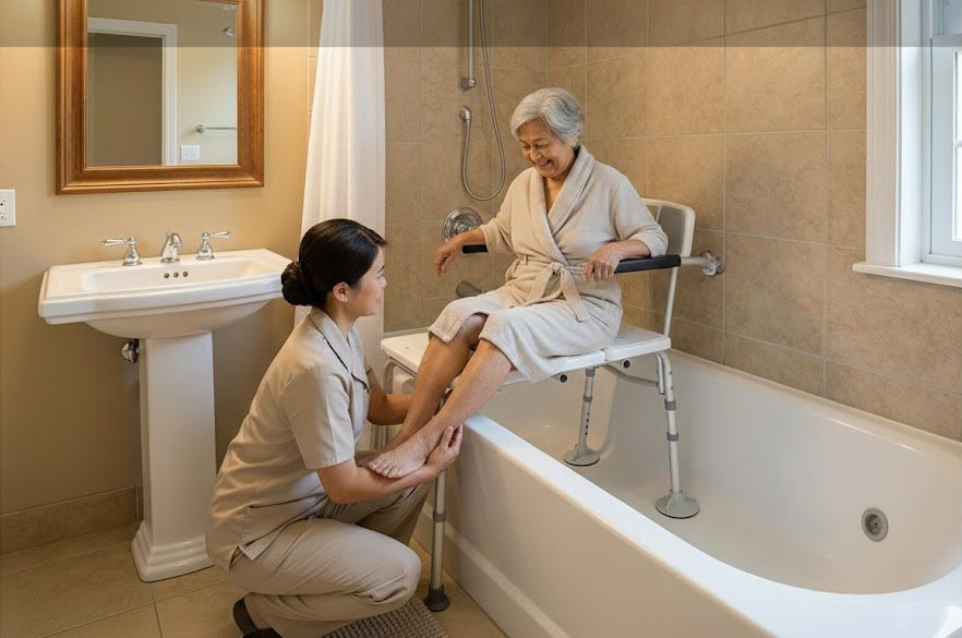 How To Use Tub Bench Shower Chair - Ageally